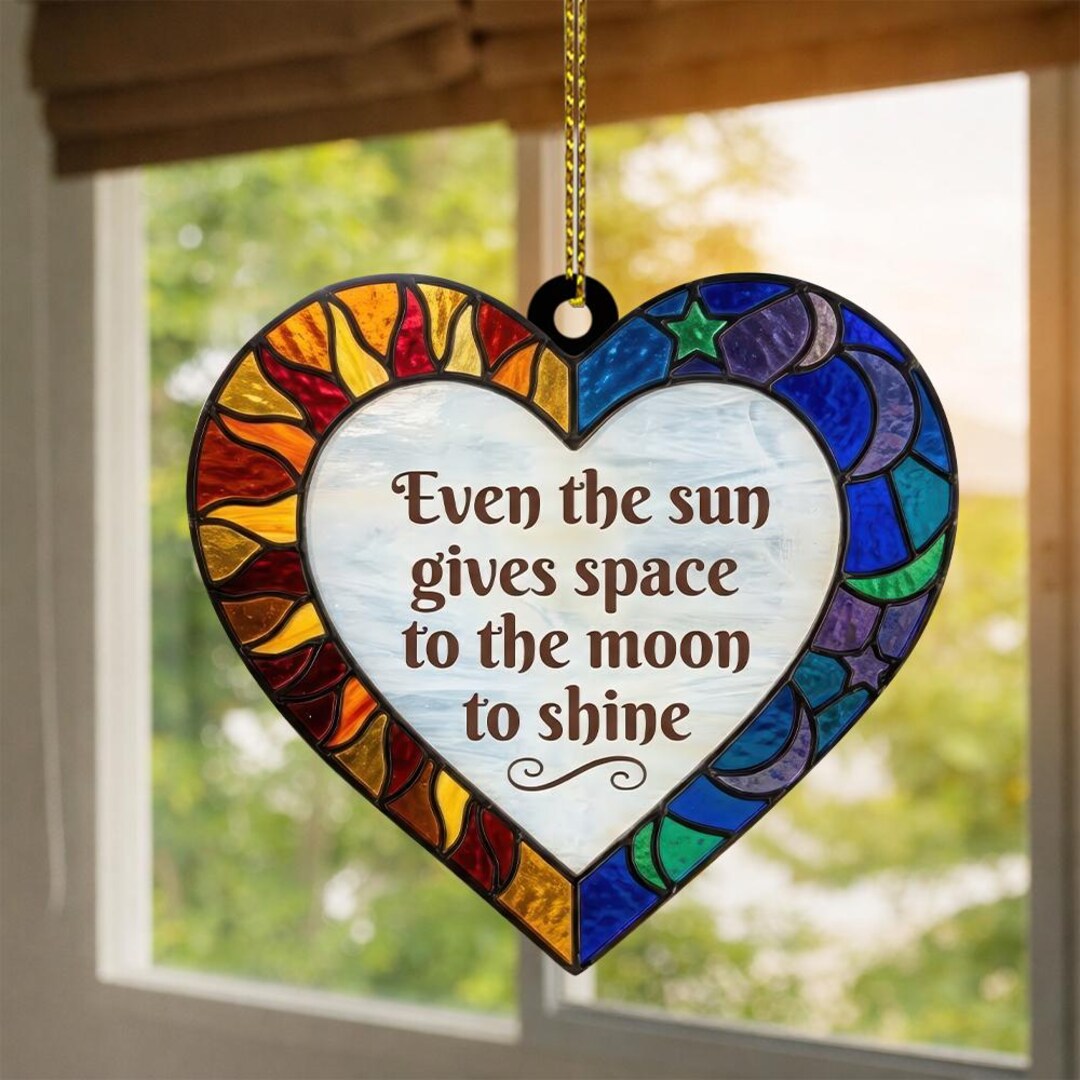 Sun Moon Suncatcher, Heart Quote Suncatcher, Romantic Couple Gift ...