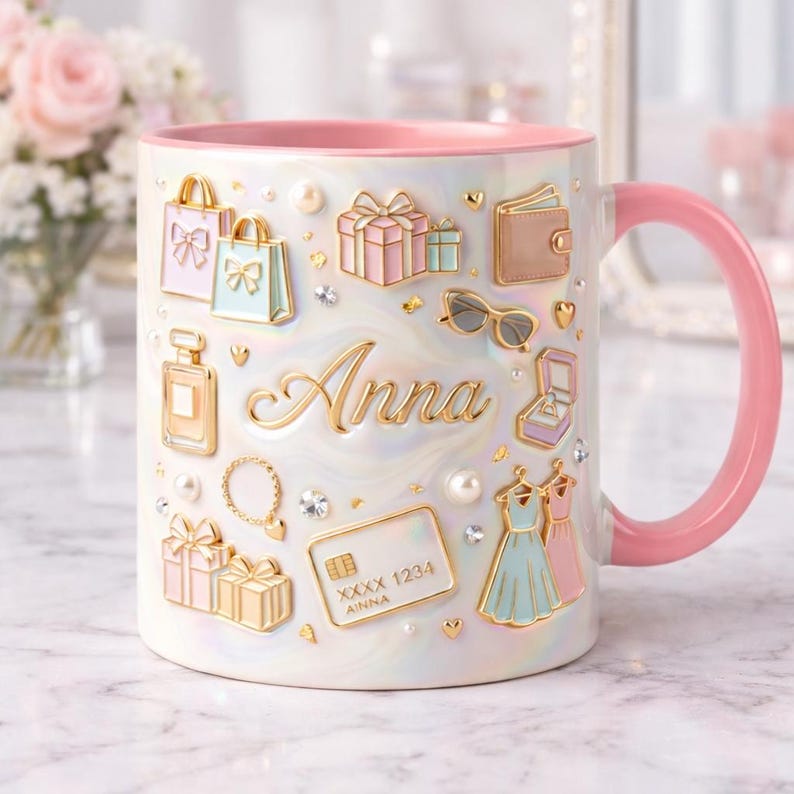 Personalized Makeup Lover Mug, Custom Name Beauty Coffee Cup, Luxury ...