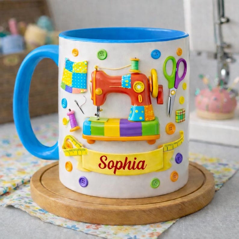 Personalized Sewing Machine Mug, Custom Name Sewing Coffee Mug ...