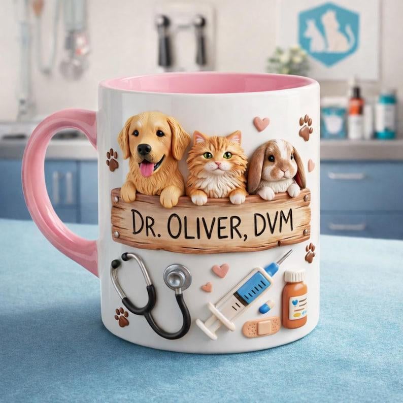 Mug vétérinaire personnalisé, tasse à café personnalisée avec nom DVM ...