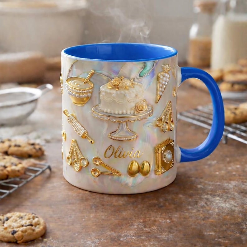 Personalized Baker Mug, Custom Name Baking Coffee Cup, Luxury Cake ...