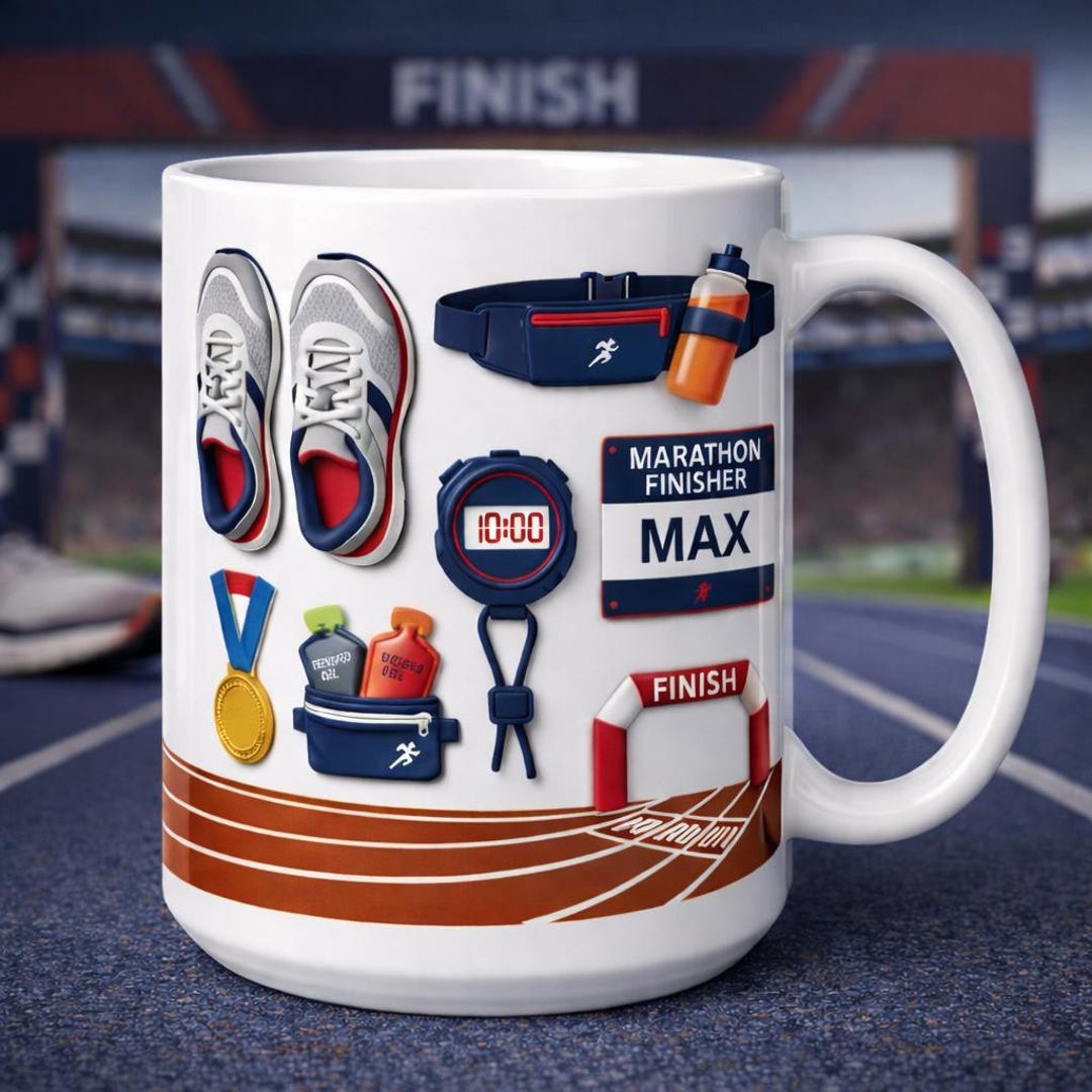Personalized Marathon Mug, Running Coffee Mug, Marathon Finisher Gift ...