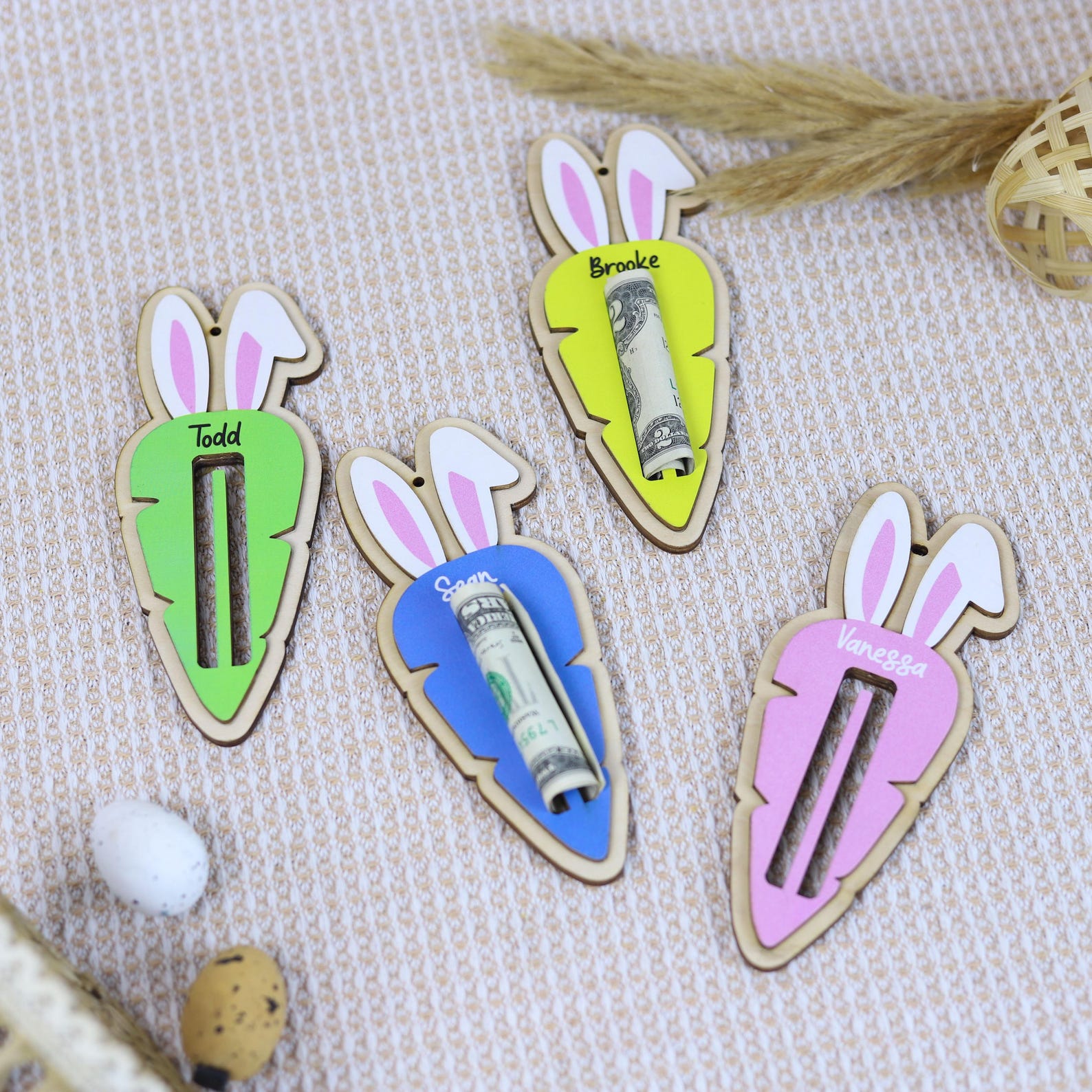 Pack of 3 Personalized Easter Gift Carrot Money Holders - Engraved ...