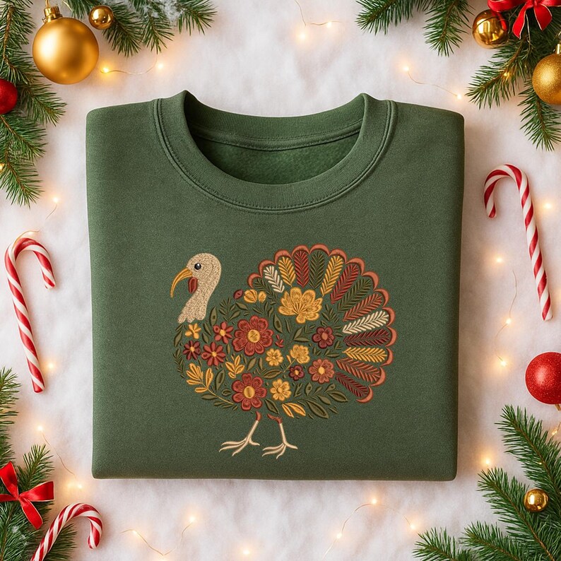 Floral Turkey Embroidery Design, Thanksgiving Machine Embroidery, PES ...