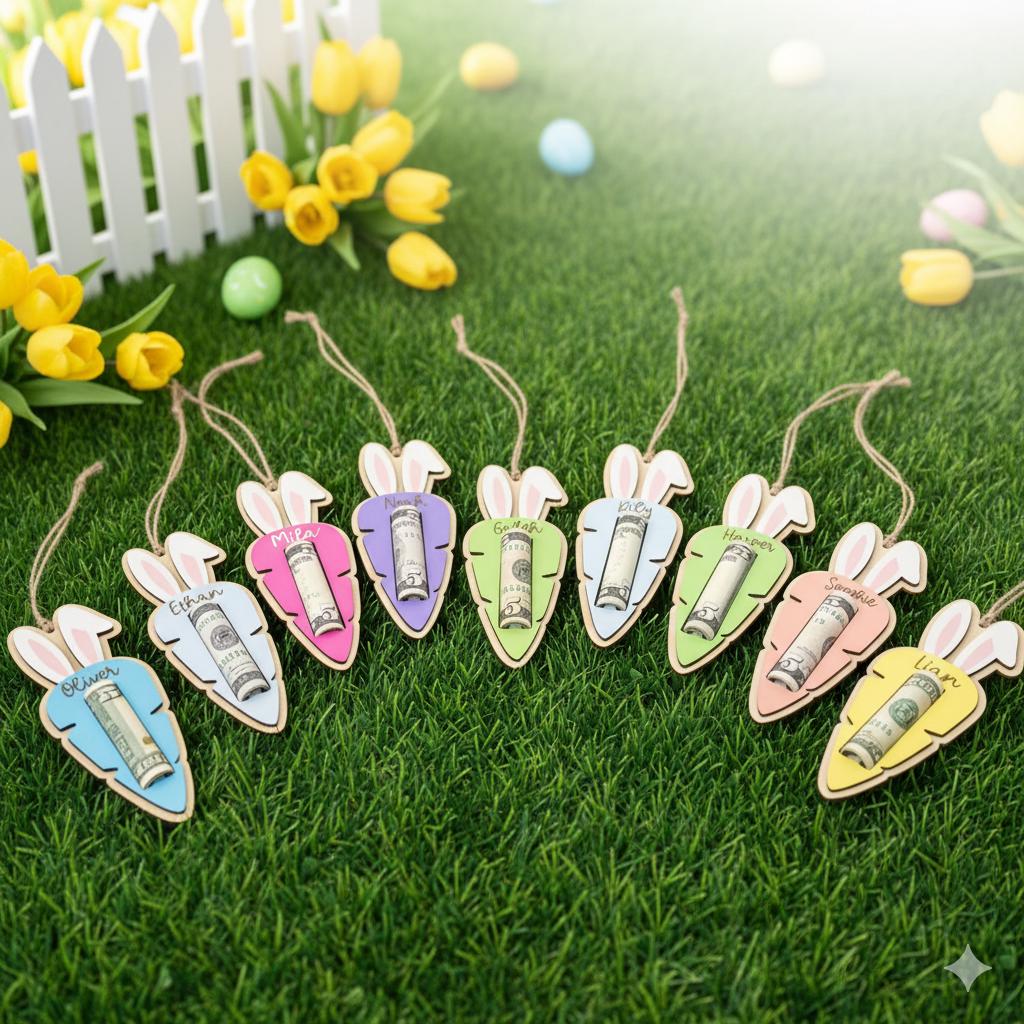 Pack of 3 Personalized Easter Gift Carrot Money Holders - Engraved ...