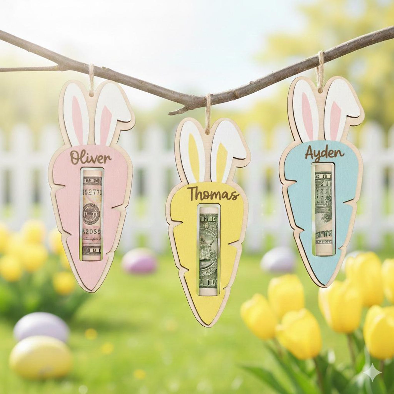 Pack of 3 Personalized Easter Gift Carrot Money Holders - Engraved ...