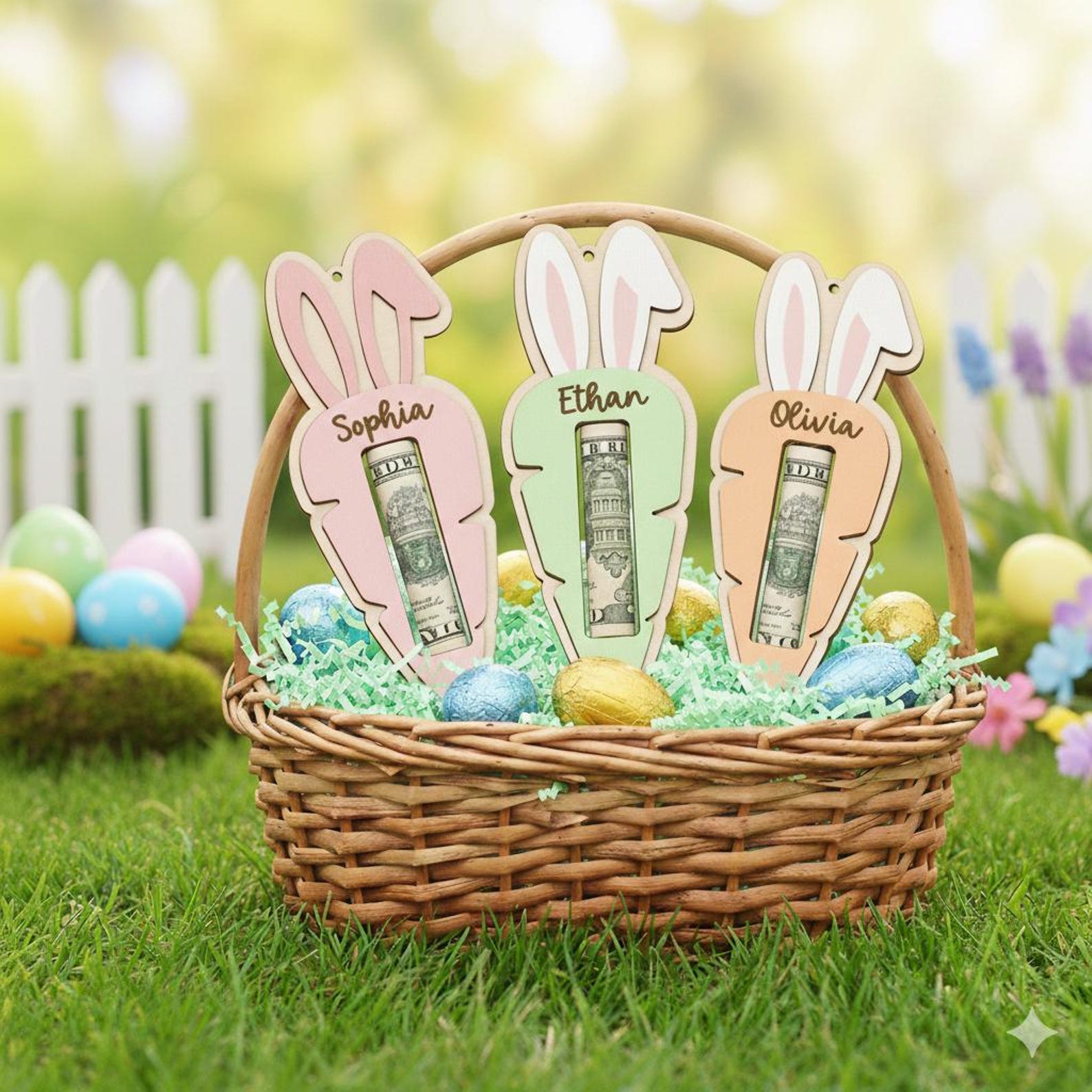 Pack of 3 Personalized Easter Gift Carrot Money Holders - Engraved ...