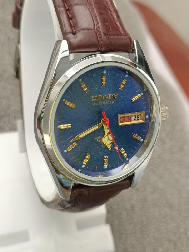 Vintage Citizen 36MM Automatic 8200 Japan Made Day-date Blue Dial Men's ...