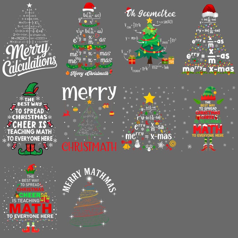 Math Equation Merry Xmas PNG – Funny Teacher Holiday Clipart, Christmas ...
