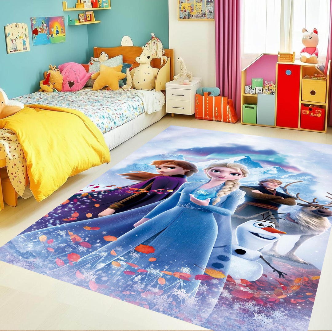 Elsa and Anna Printed Carpet: Personalized Rug, Washable Area Rug, Non ...