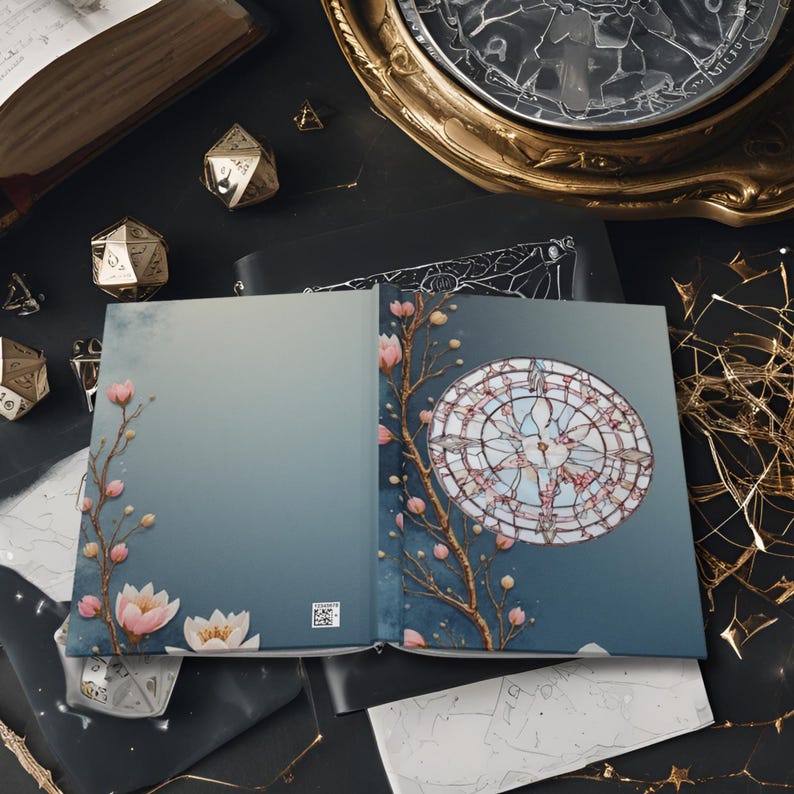 Stained Glass Dnd Journal- Fantasy RPG Floral Mandala Hardcover , Dice ...