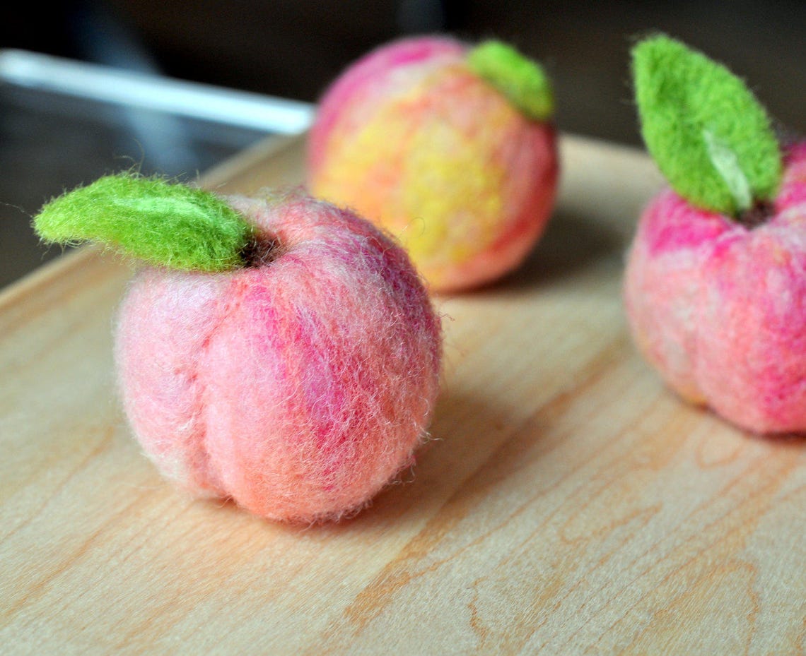 Felted Peaches Set of 6 - Etsy