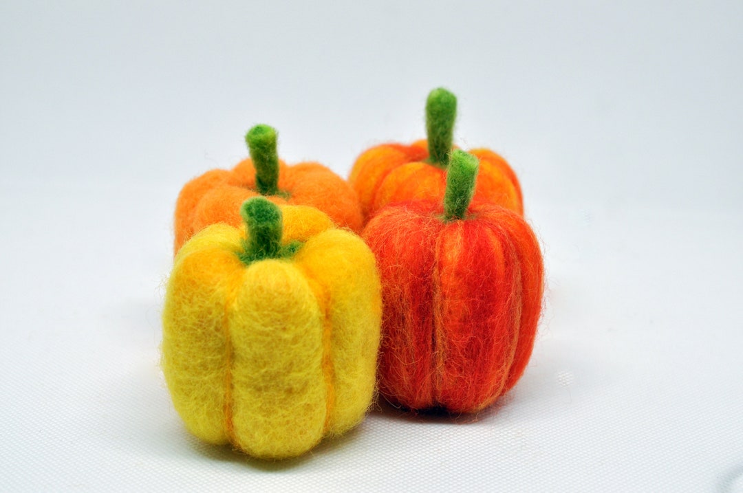 Play Food Felted Wool Vegetable 4 Bell Peppers - Etsy