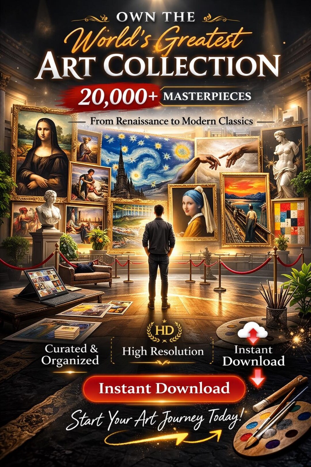 Famous Artists Masterpieces Bundle, Gallery Wall Printable Art (digital ...