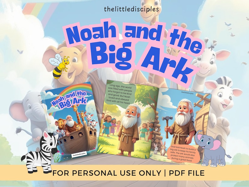 Noah and the Big Ark Bible Story for Kids With Fun Activities - Etsy