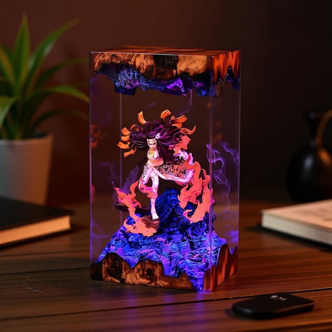 Ne.zu.ko Kam.ado Demon Form Resin Wood Lamp, Anime Night Light, Dem.on ...