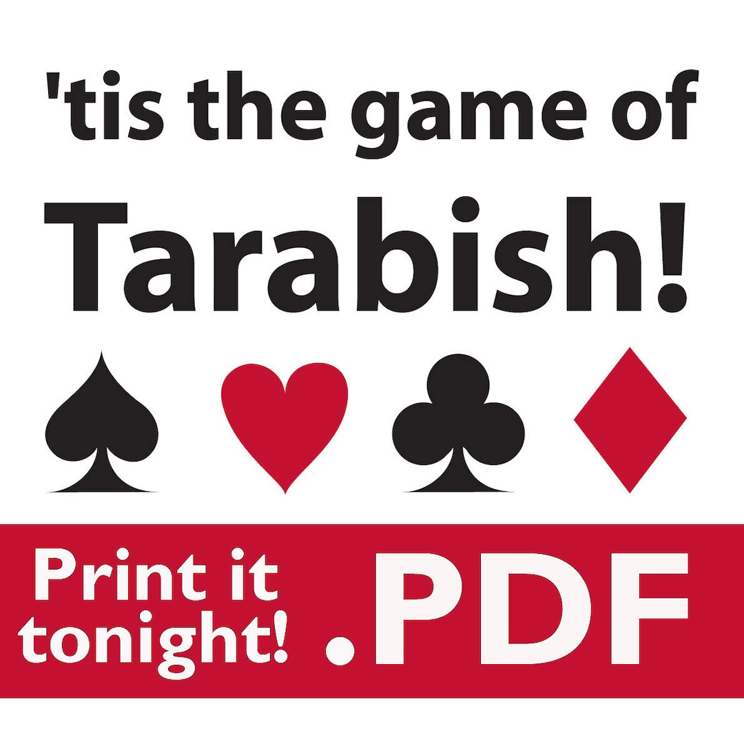 Tarabish Card Game Play Instructions - PDF Download to Print at Home - Etsy