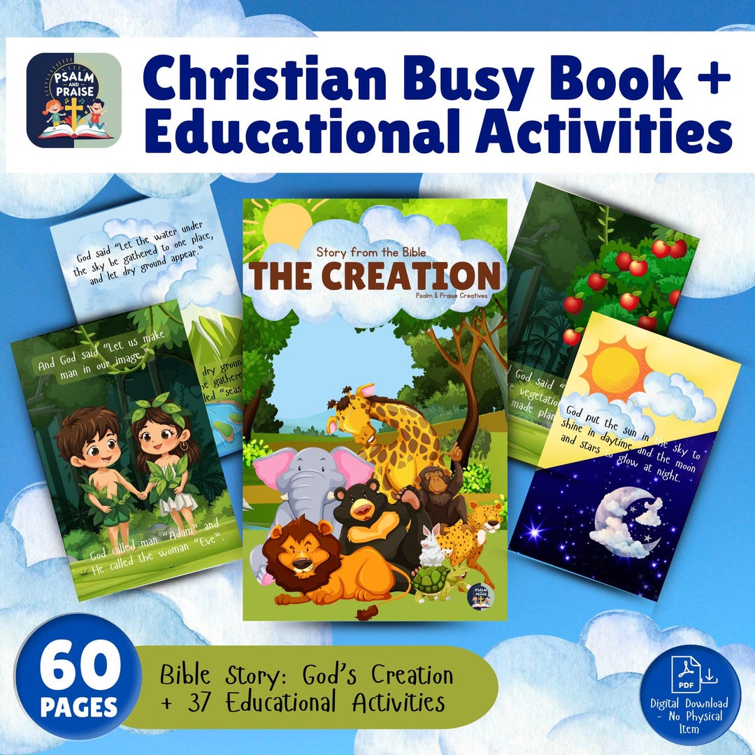 Christian Busy Book: 7 Days of Creation Activities (PDF Download) - Etsy