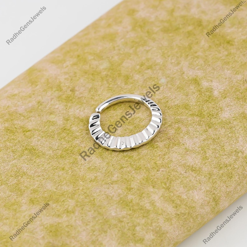 Hammered Septum Ring, Sterling Silver Tusk, (septum,belly,ear) Septum ...