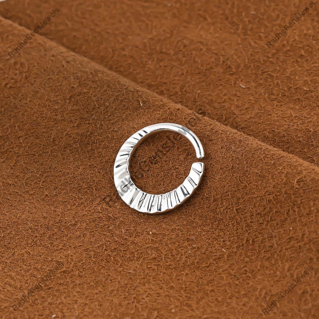 Hammered Septum Ring, Sterling Silver Tusk, (septum,belly,ear) Septum ...