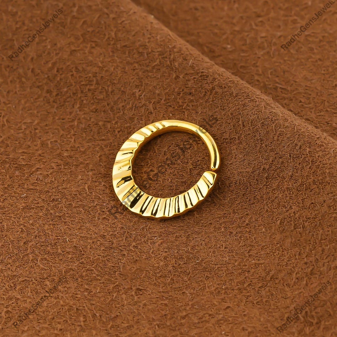 Gold Sterling Silver Tusk, Hammered Septum Ring, (septum,belly,ear ...