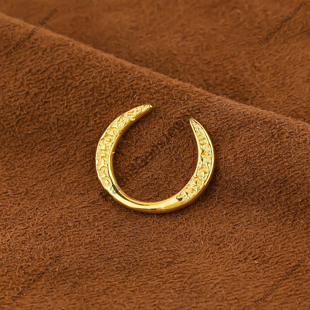 Hammered Septum Ring, Gold Sterling Silver Tusk, (septum,belly,ear ...