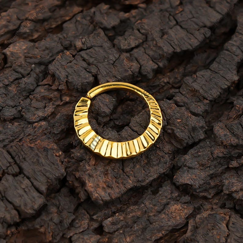 Gold Sterling Silver Tusk, Hammered Septum Ring, (septum,belly,ear ...