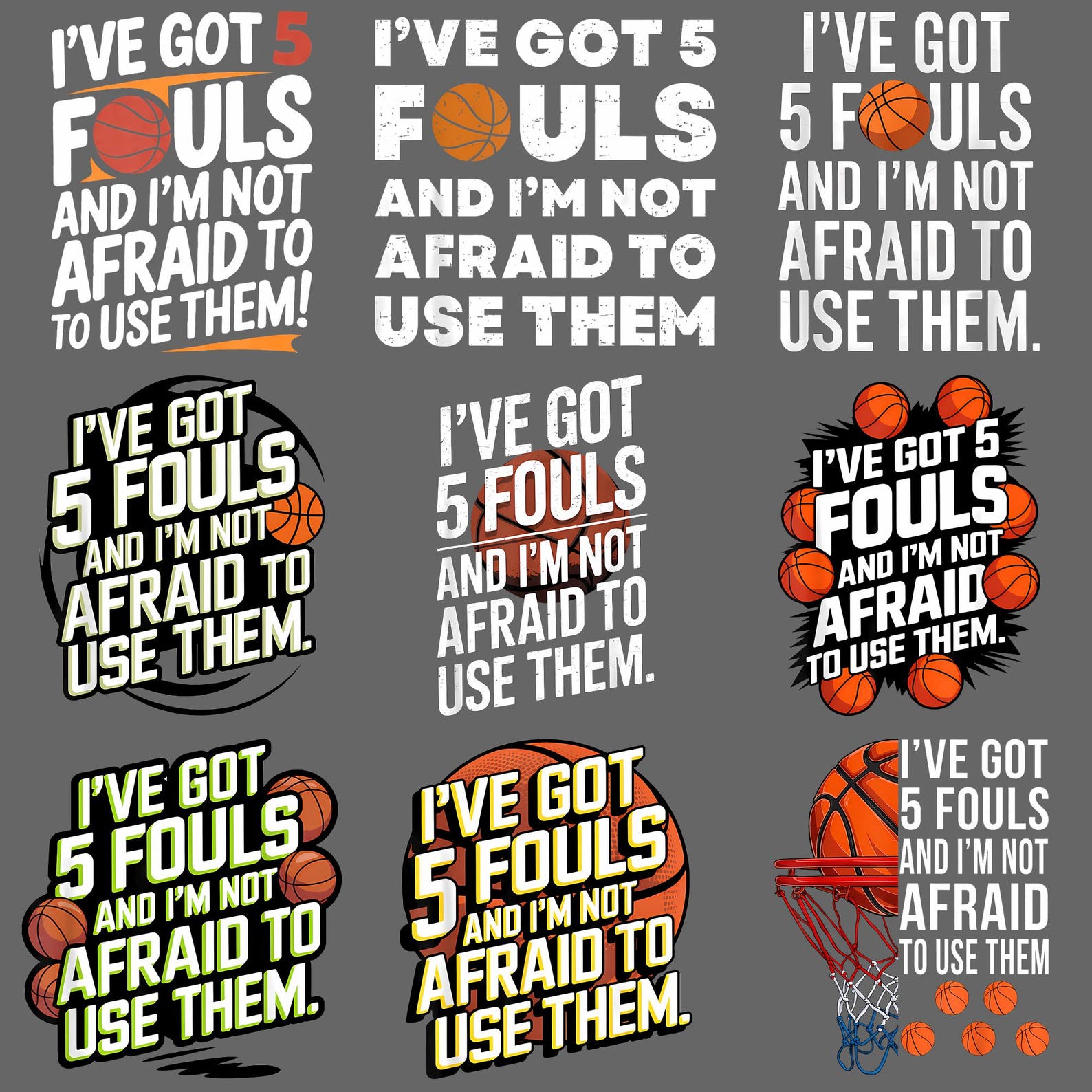 Five Fouls Not Afraid PNG – Funny Basketball Player Coach Sport Clipart ...