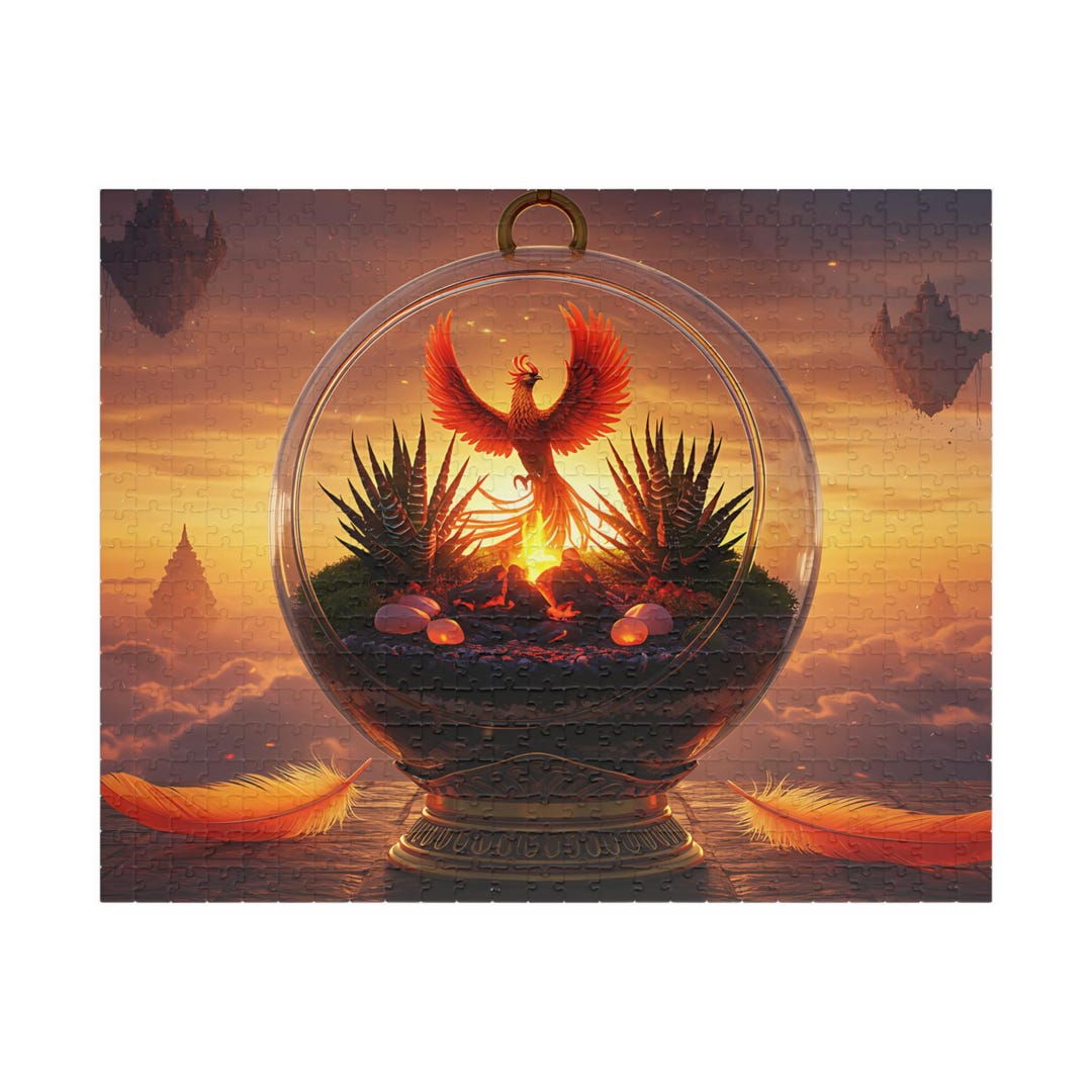 Phoenix Rising Terrarium Puzzle 520-piece | Fantasy Firebird Sunset ...