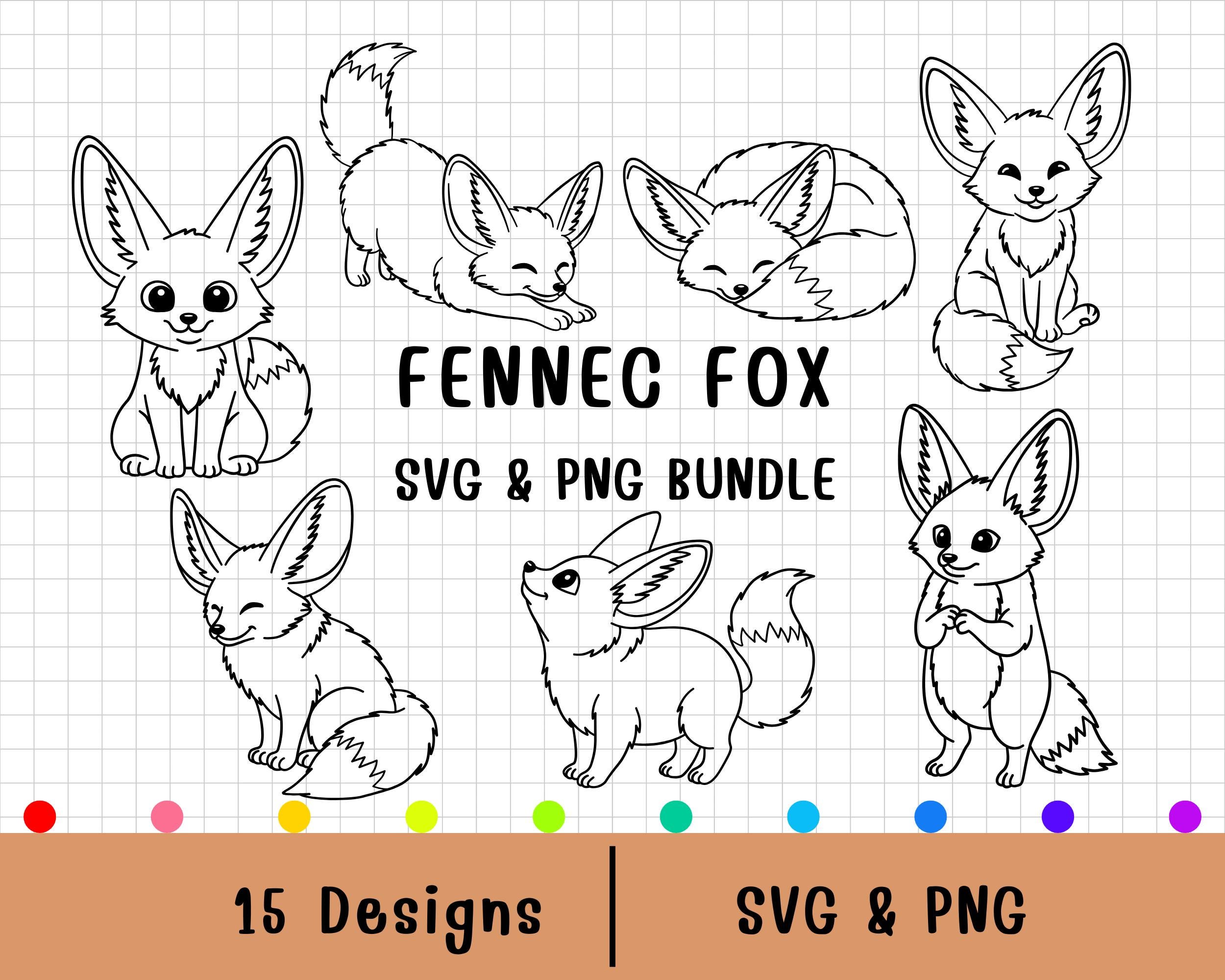Fennec Fox SVG & PNG Bundle | Cute Fox Clipart Set | Fall Cut Files for ...
