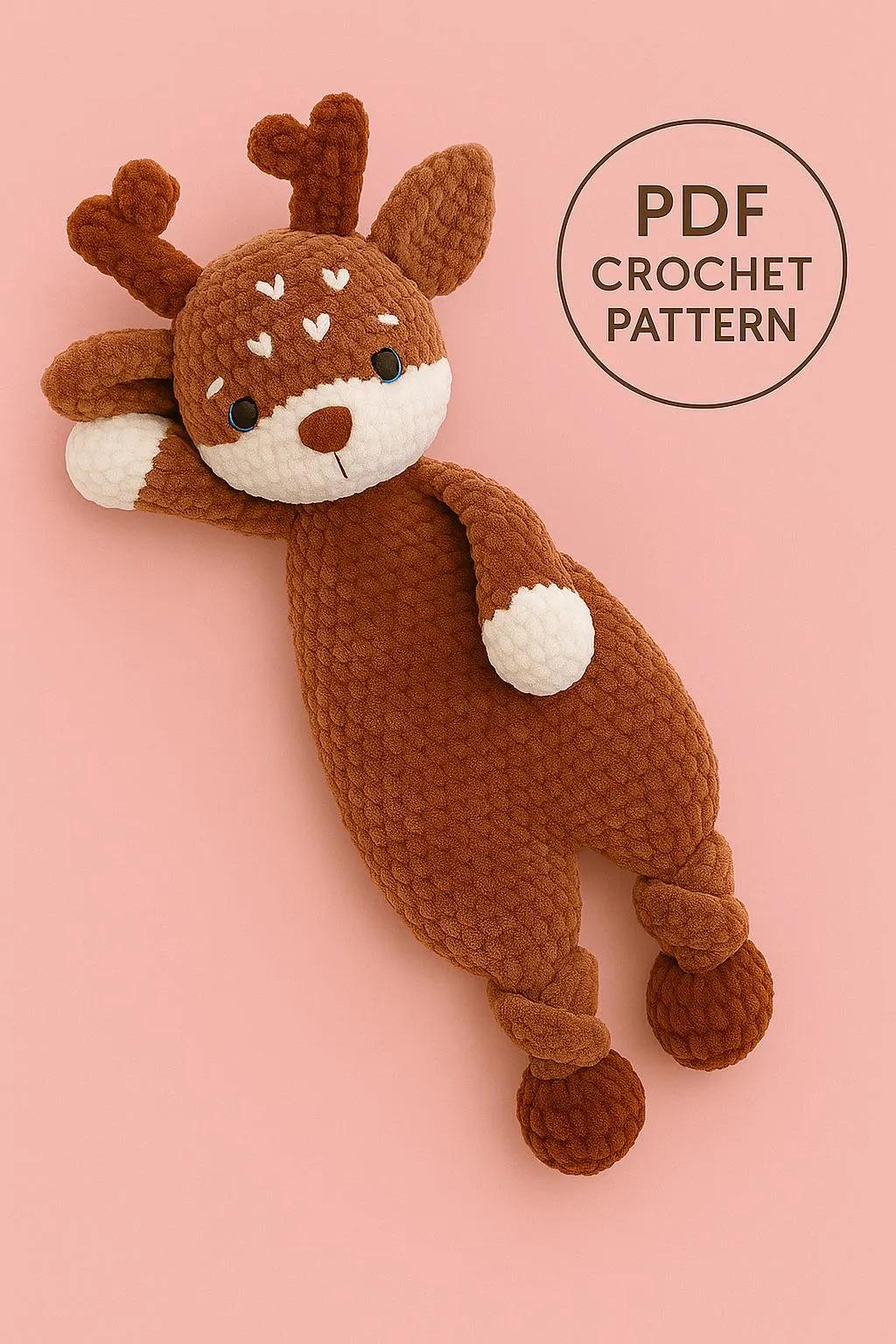 Deer Lovey Crochet Pattern – Amigurumi Baby Snuggler Toy PDF Tutorial ...