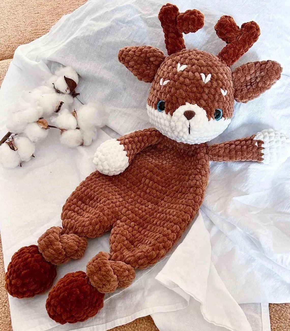 Deer Lovey Crochet Pattern – Amigurumi Baby Snuggler Toy PDF Tutorial ...