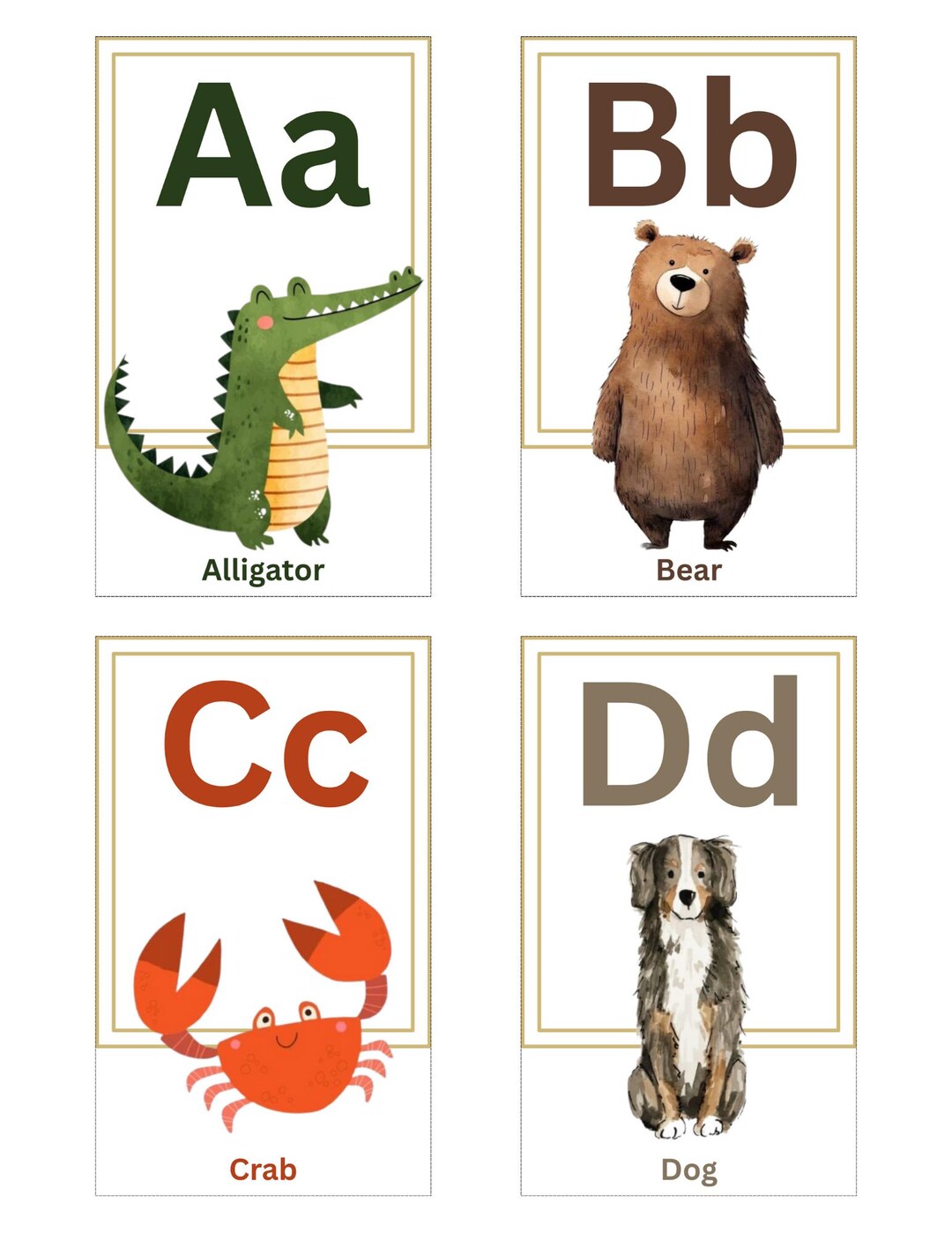 ABC Animal Flash Cards: Printable Learning Cards for Toddlers (PDF) - Etsy
