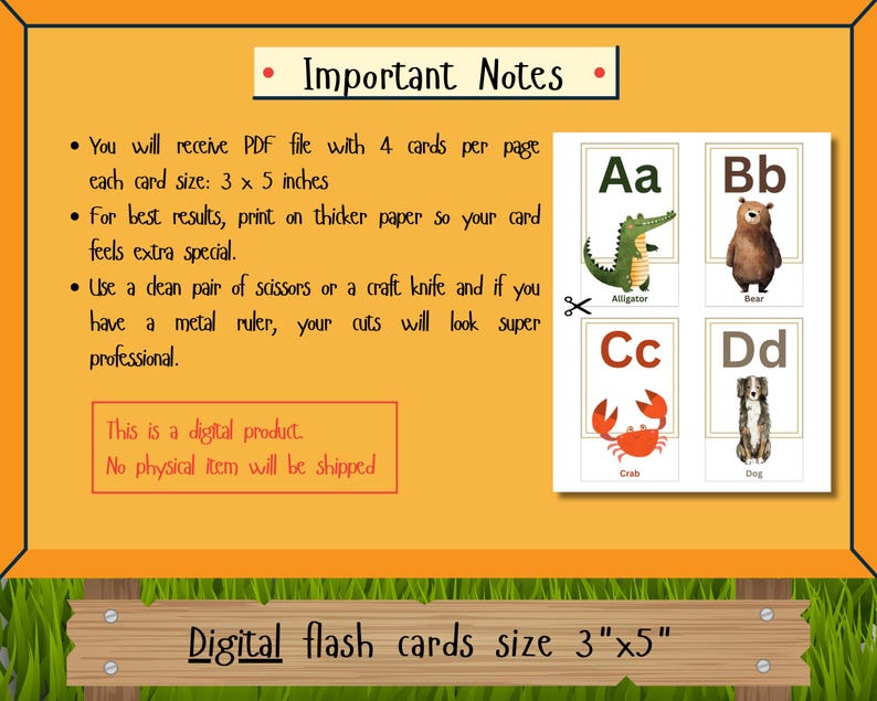 ABC Animal Flash Cards: Printable Learning Cards for Toddlers (PDF) - Etsy