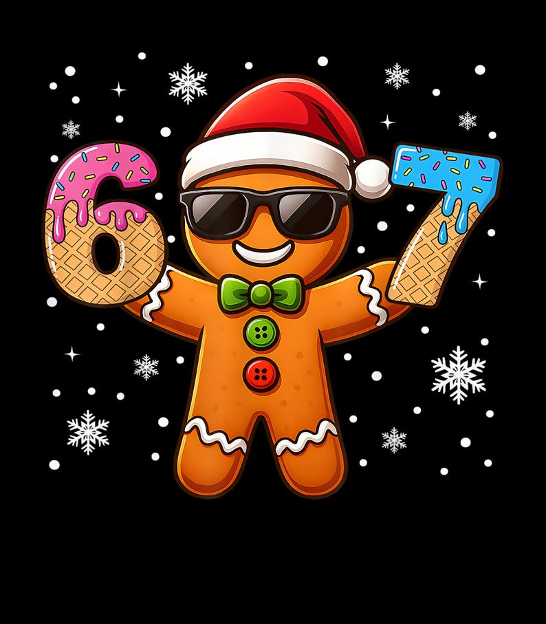 Funny Gingerbread 6 7 67 Ice Cream Drip Christmas T-shirt PNG, Holiday ...