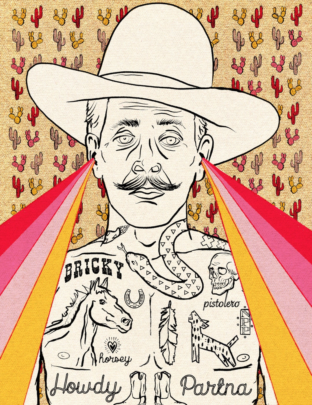The Painted Man || Art Print || Vintage Art || Cowboy Art || Western ...