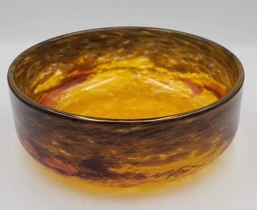 Muller Freres Luneville France Mottled Rare Color Art Glass Large Console Bowl - Etsy