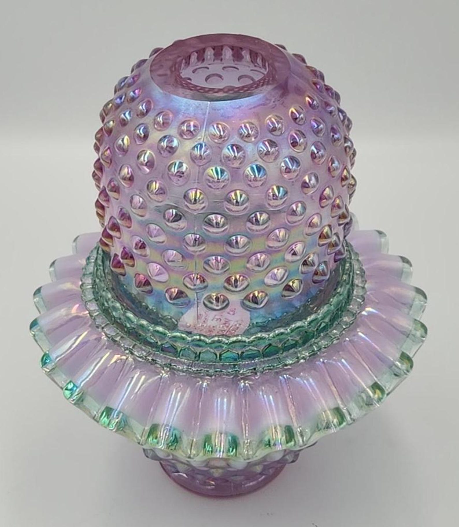 Fenton Shelley Pink Aqua Carnival Hobnail 3 Pcs Fairy Lamp Original ...