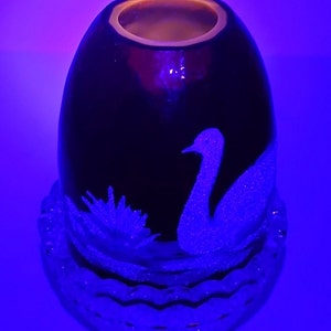FENTON Louise Piper Swan OOAK Signed Ruby Red Diamond Optic Fairy Light ...