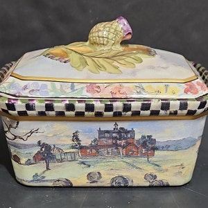 Mackenzie Childs 1983 Country Scene Checkerboard Trinket Soap Box RARE ...