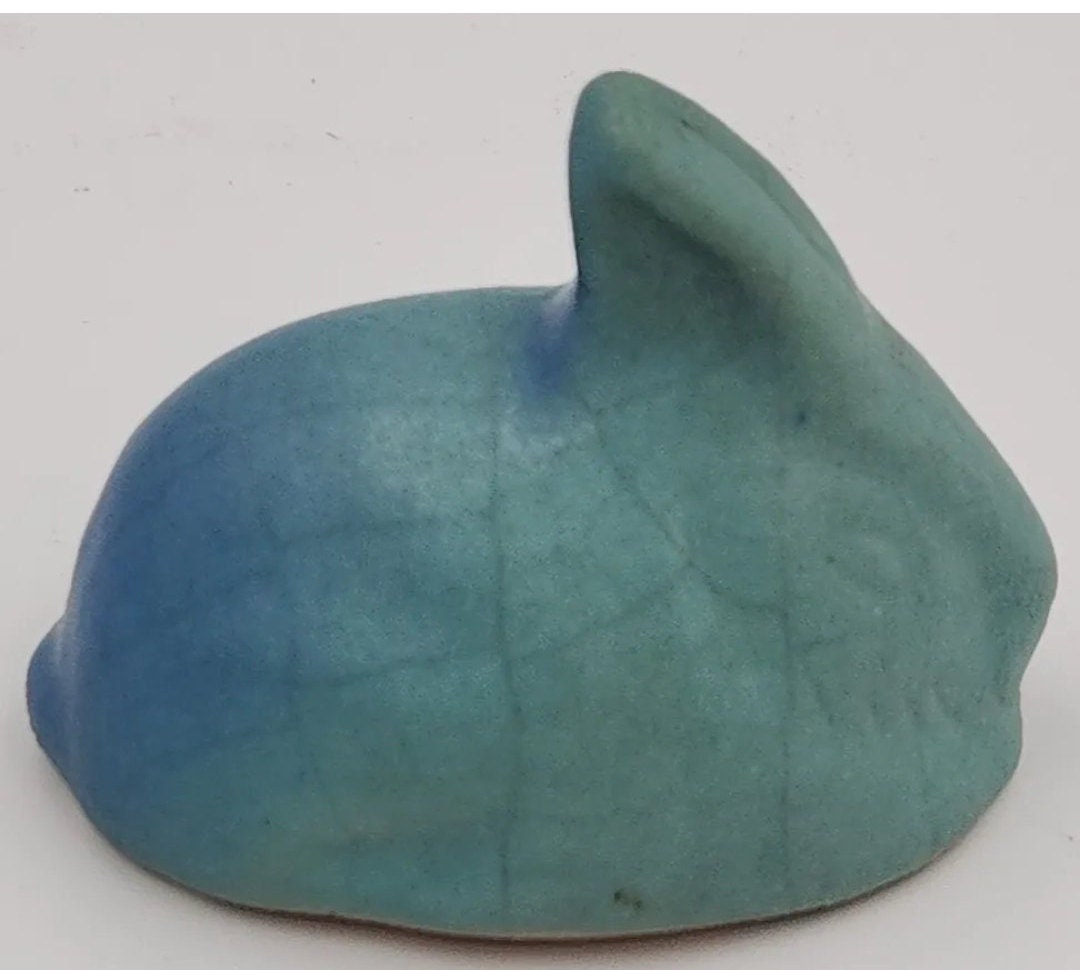Early Van Briggle Art Pottery Rabbit Bunny Multicolor Paperweight Teal ...