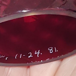 FENTON Louise Piper Swan OOAK Signed Ruby Red Diamond Optic Fairy Light ...