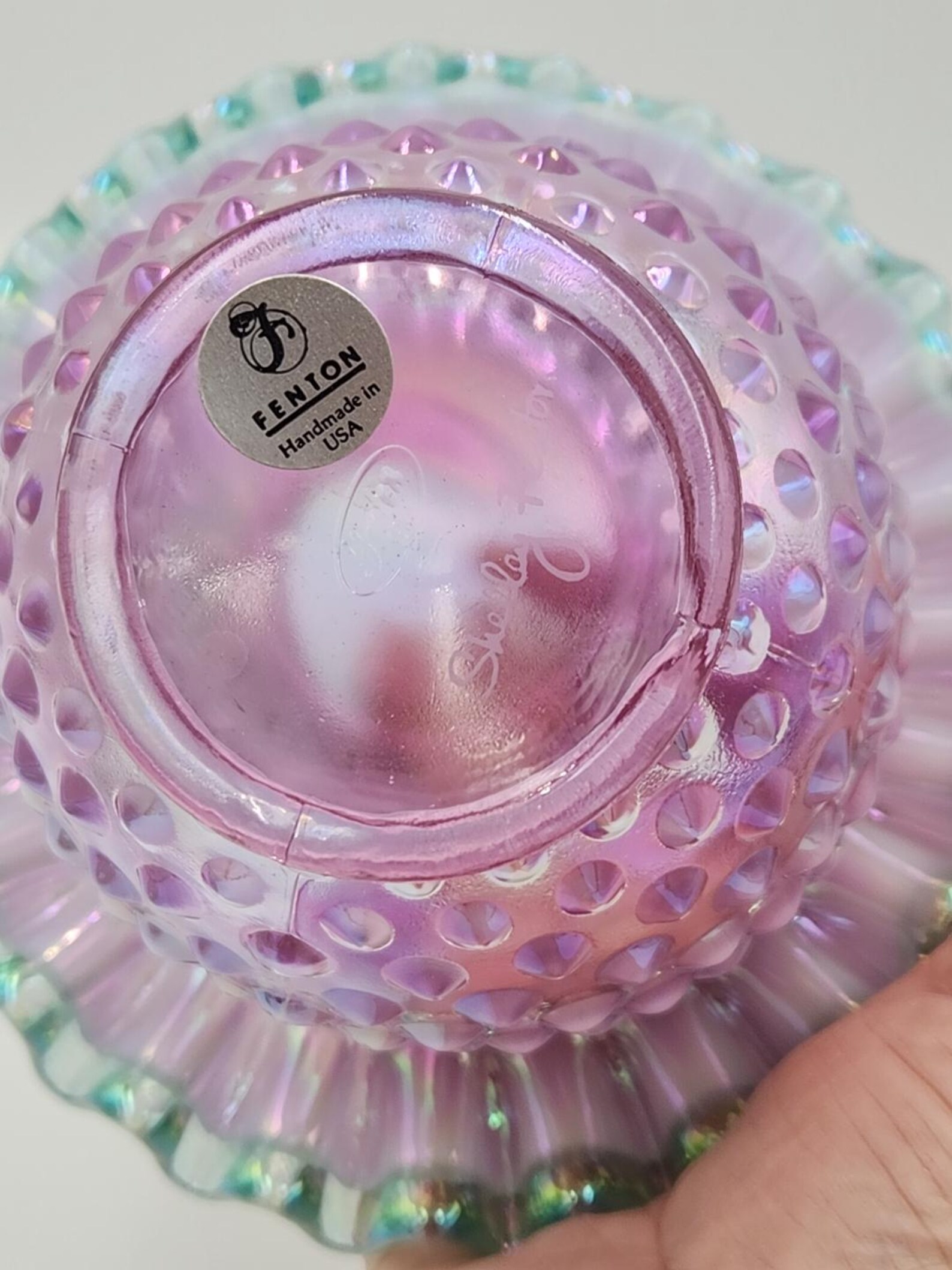 Fenton Shelley Pink Aqua Carnival Hobnail 3 Pcs Fairy Lamp Original ...