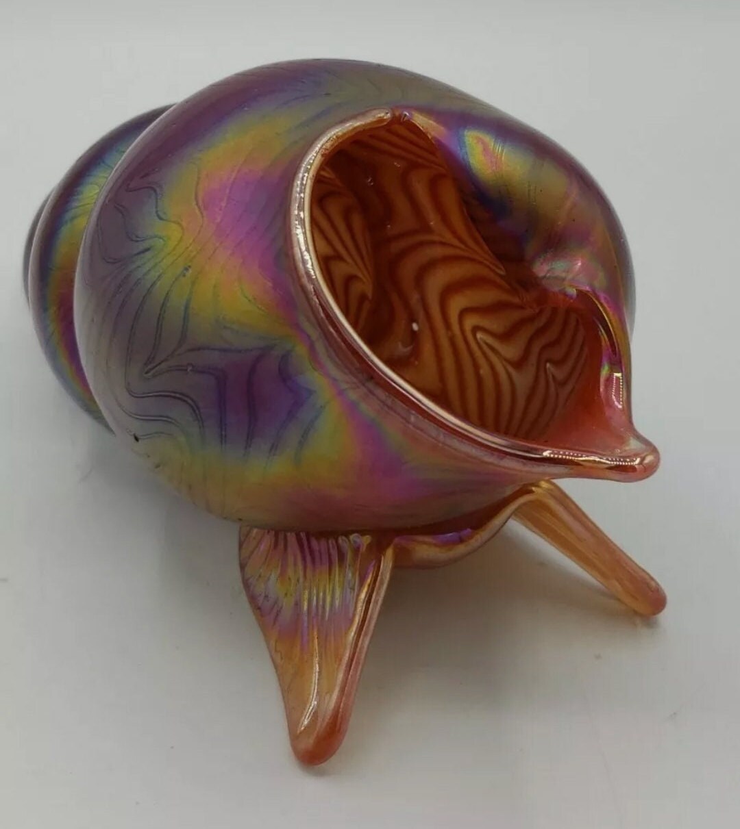 IGOR MULLER Heavy Iridescent Czech Studio Art Glass Conch Shell 9 1/4 ...