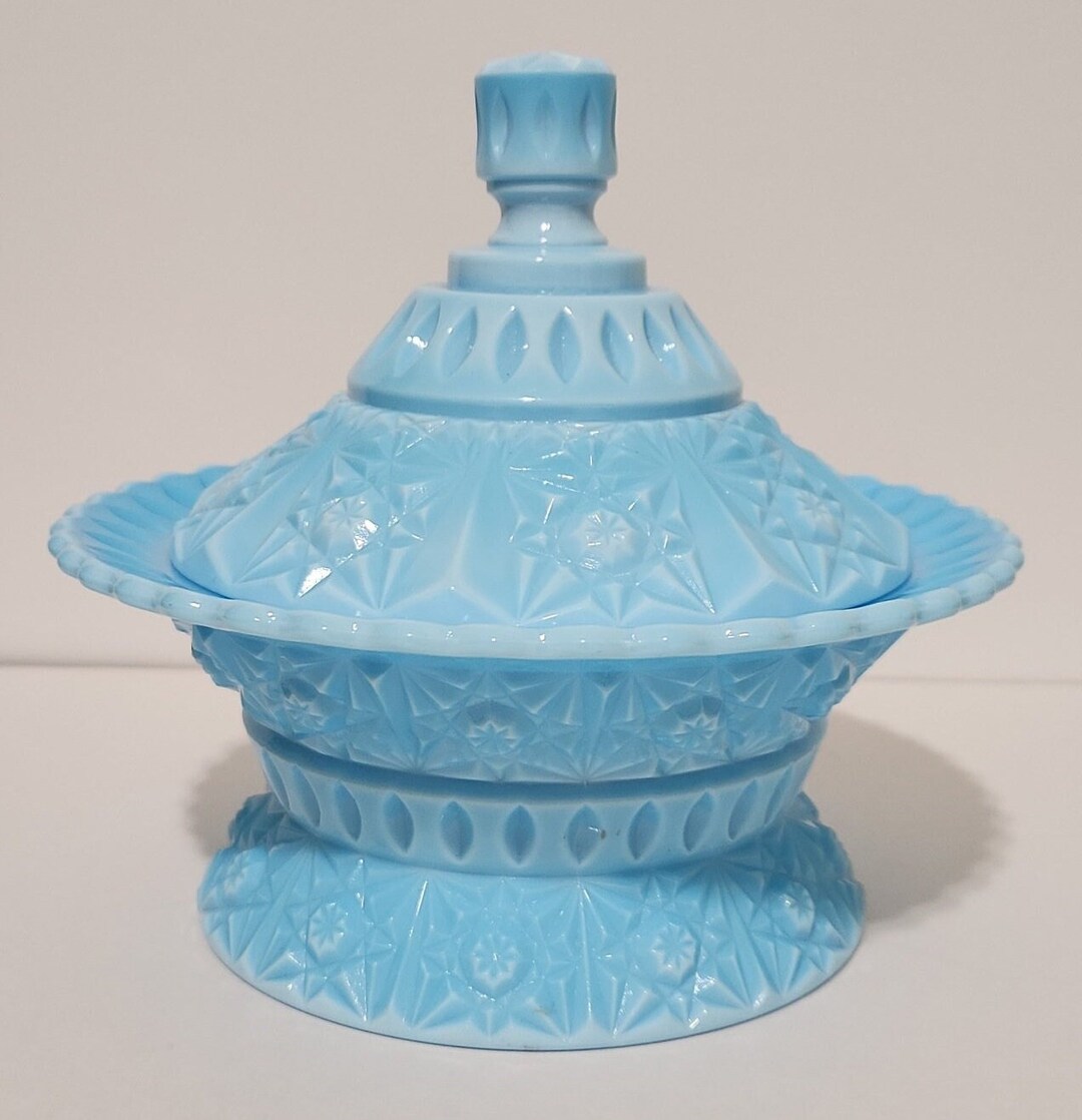 Rare Westmoreland Blue Milk Glass Covered COMPOTE CANDY DISH - Etsy