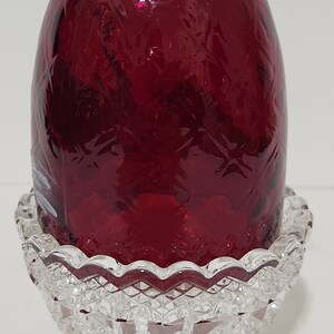 FENTON Louise Piper Swan OOAK Signed Ruby Red Diamond Optic Fairy Light ...