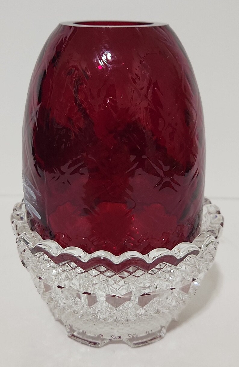 FENTON Louise Piper Swan OOAK Signed Ruby Red Diamond Optic Fairy Light ...