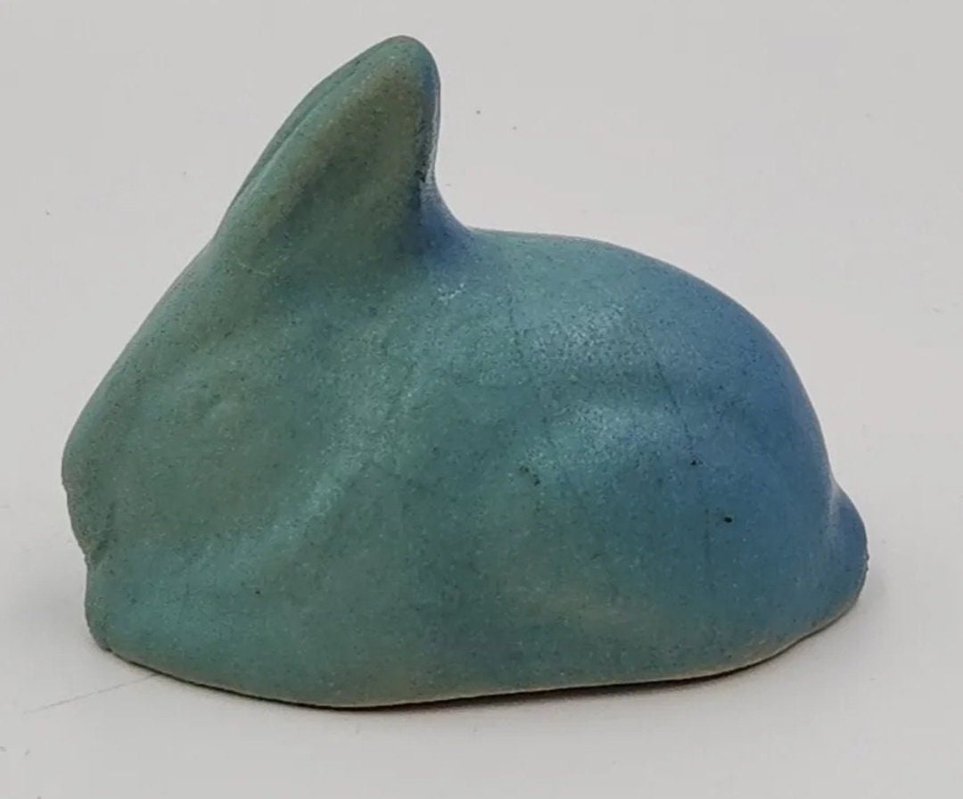Early Van Briggle Art Pottery Rabbit Bunny Multicolor Paperweight Teal ...