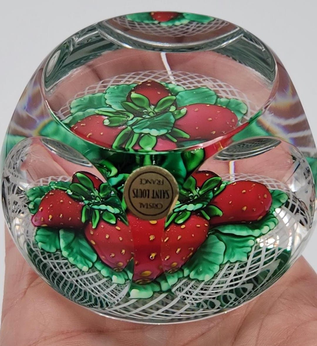 St Louis Glass Lampwork Paperweight Fruit Strawberries 1982 Original ...