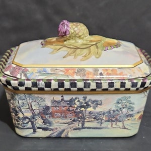Mackenzie Childs 1983 Country Scene Checkerboard Trinket Soap Box RARE ...